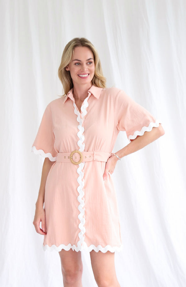 Rachel Blush Ric Rack Mini Dress – Totalook Clothing Yamba